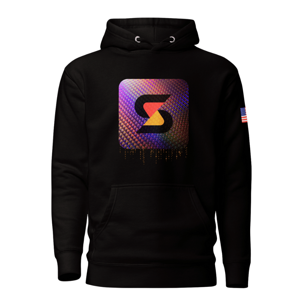 Solo Satoshi Block Hoodie (American Flag Sleeve) Black Pullover - Solo ...